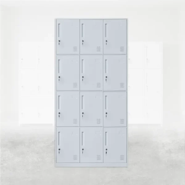 Locker metálico de 12 puertas de 3×4 – Proveedores de Lockers